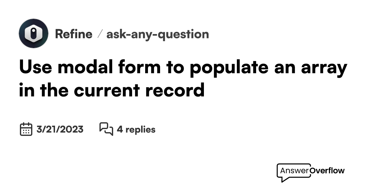 Use modal form to populate an array in the current record - Refine