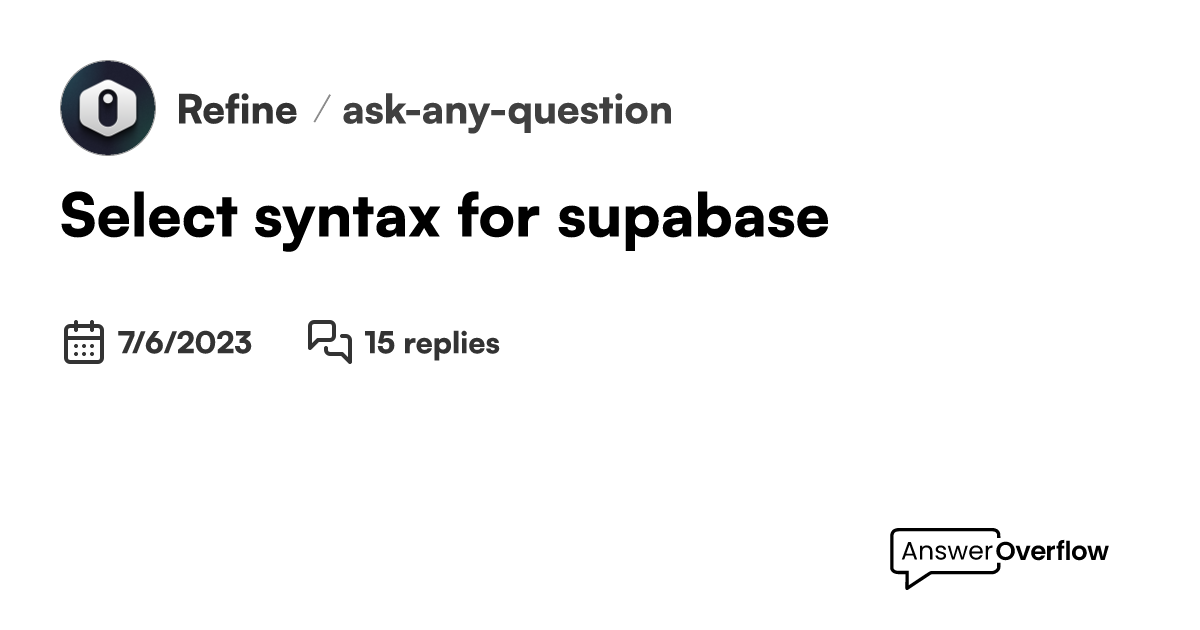 Select syntax for supabase - Refine