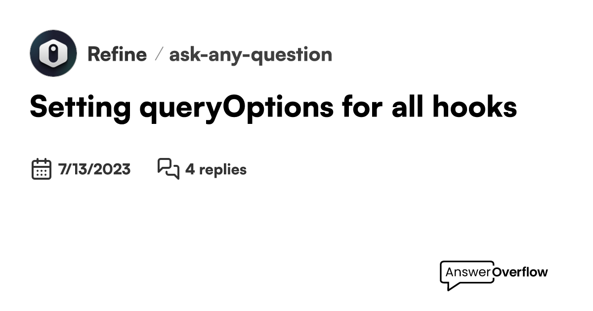 Setting queryOptions for all hooks - Refine