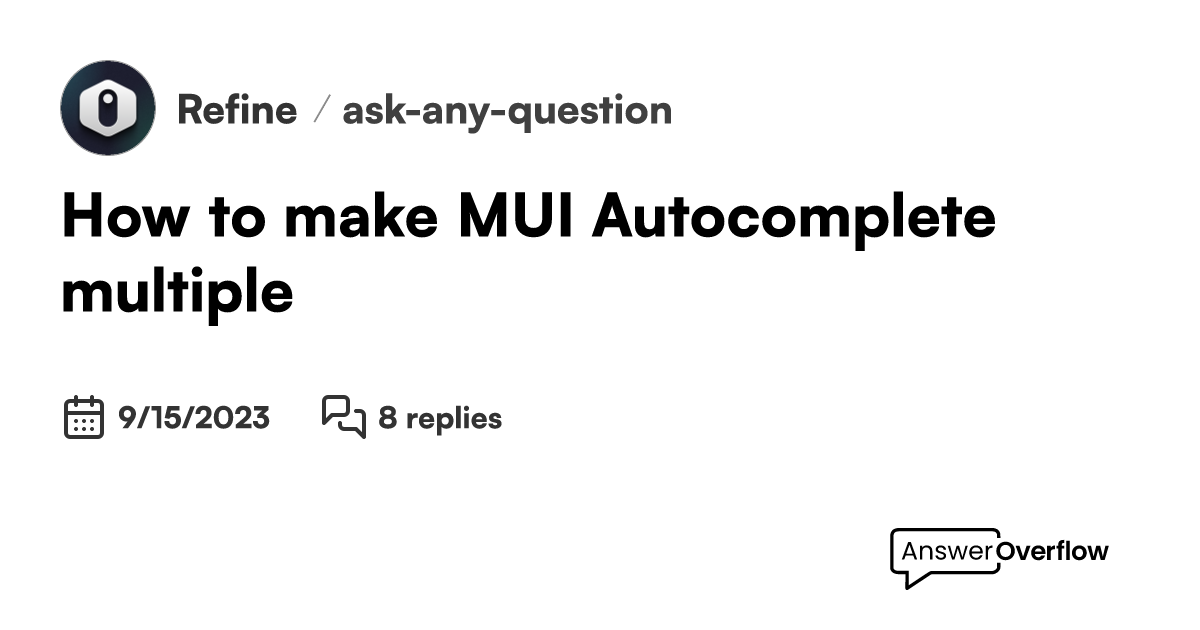 How to make MUI Autocomplete multiple - Refine