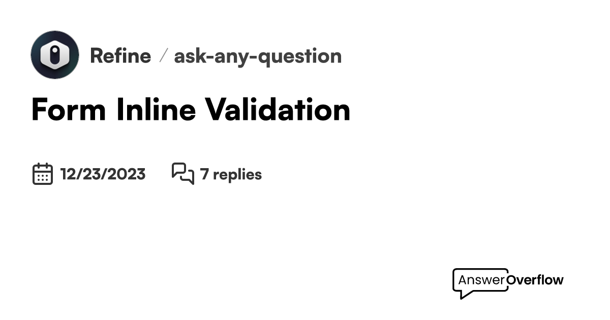 Form Inline Validation - Refine