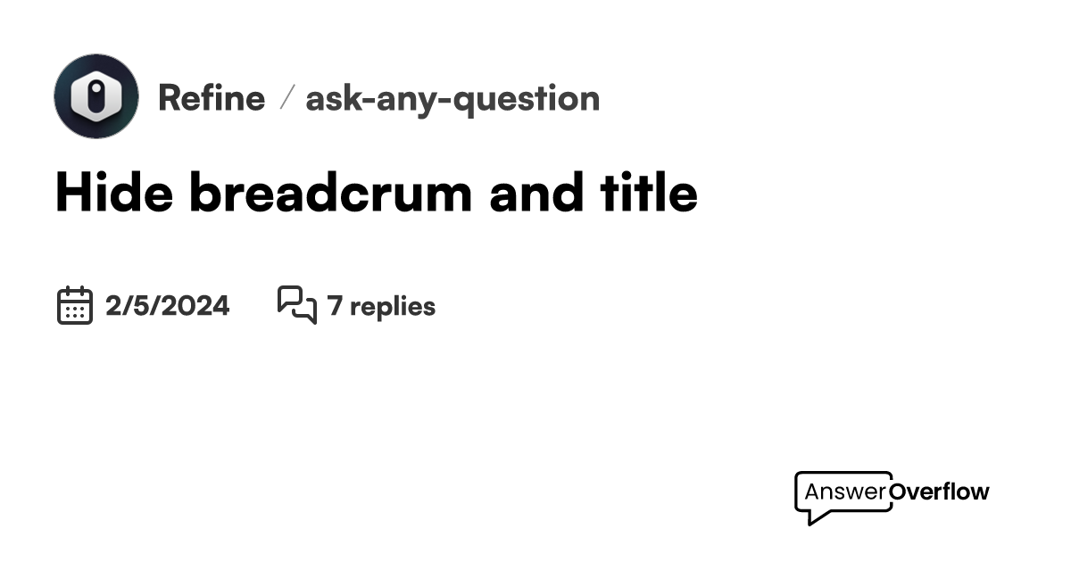 Hide breadcrum and title - Refine