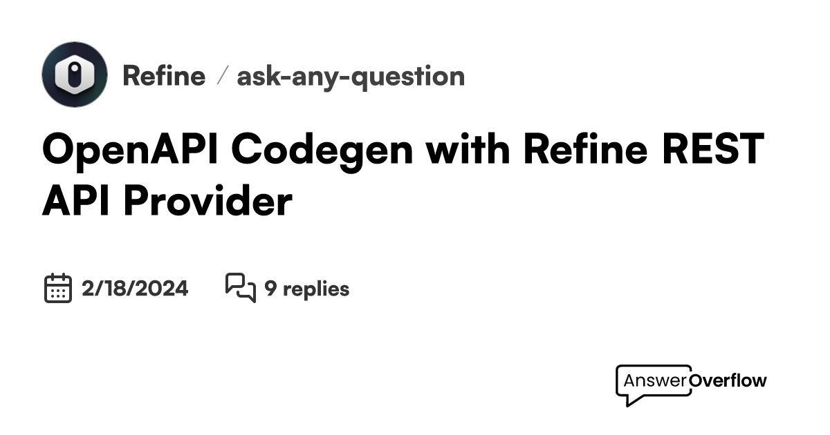 OpenAPI Codegen with Refine (REST API Provider) - Refine