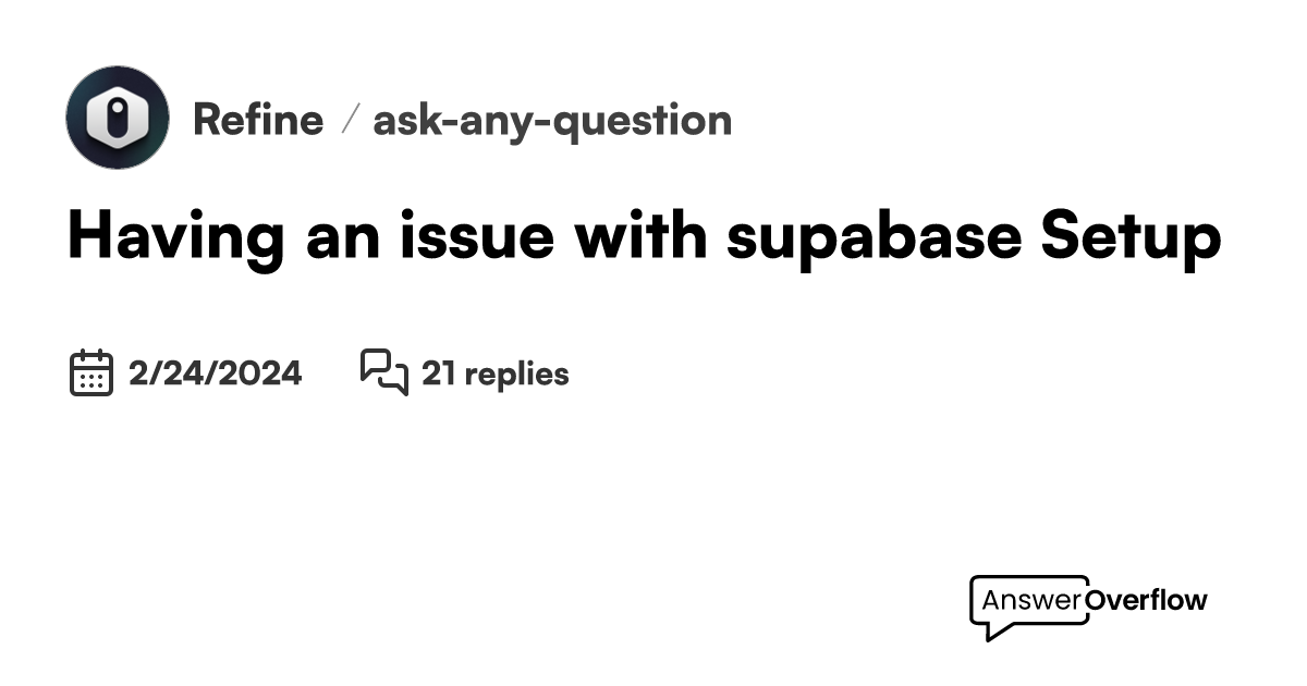 Having an issue with supabase Setup - Refine