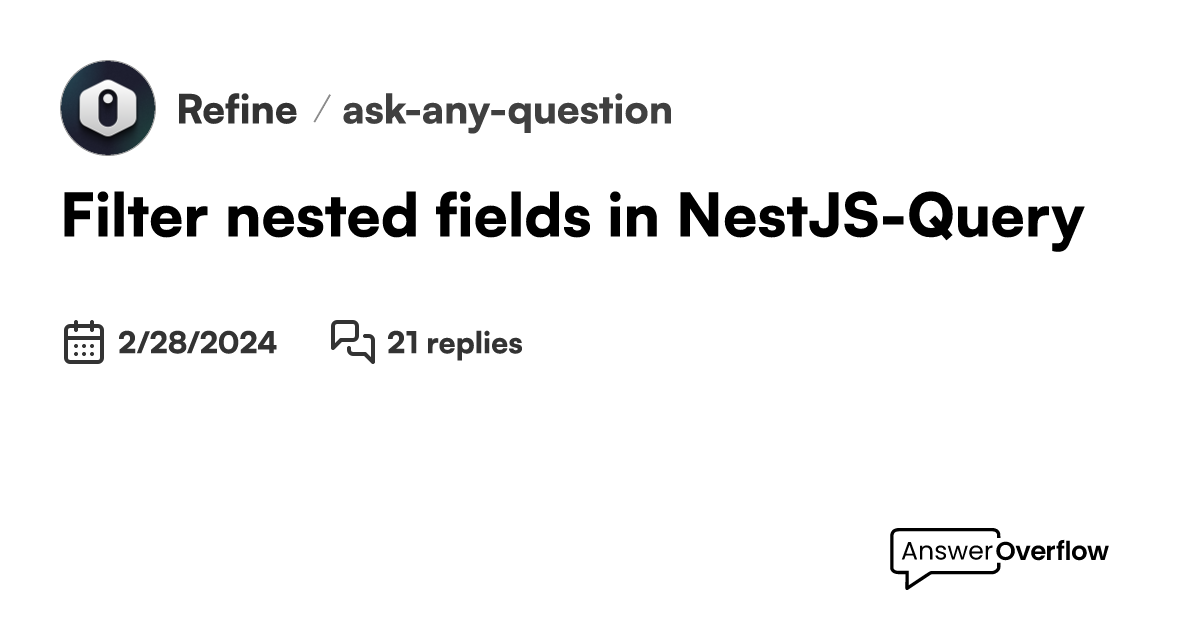Filter Nested Fields In Nestjs Query Refine