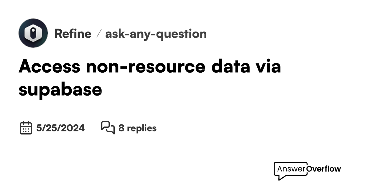 Access non-resource data via supabase - Refine