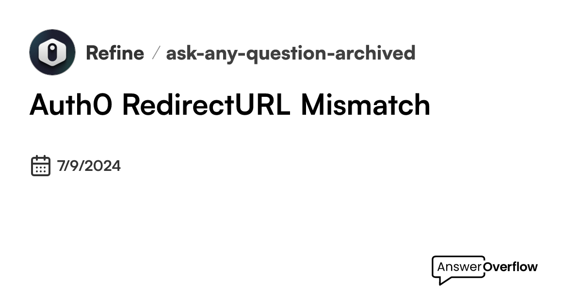 Auth0 RedirectURL Mismatch? - Refine