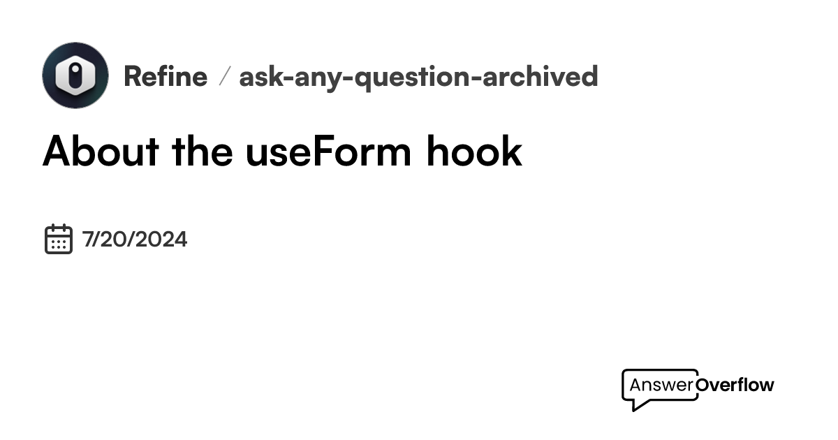 About the useForm hook - Refine